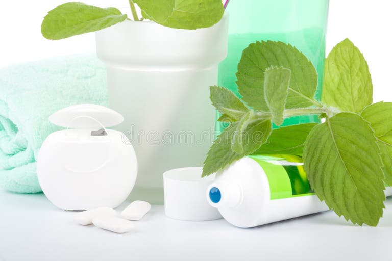 Toothbrush, Toothpaste and Leaves of Mint Stock Photo - Image of flavor ...
