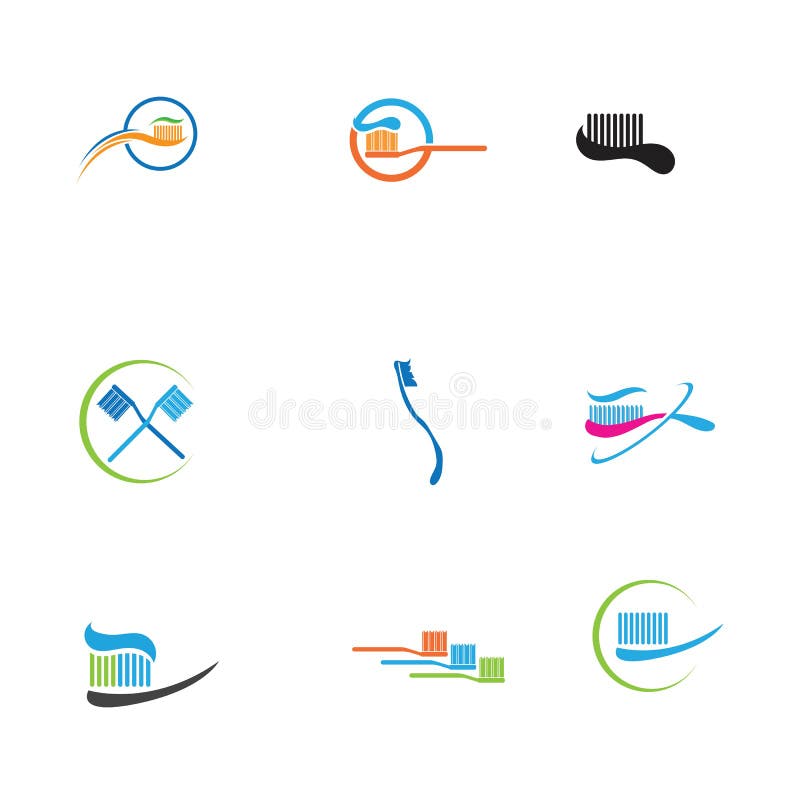 Toothbrush with Toothpaste Logo Icon Vector Template Illustration ...