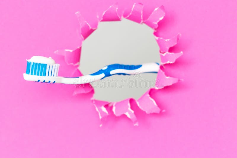 Torn Pink Paper with Round White Hole Inside, Abstract Background Stock ...