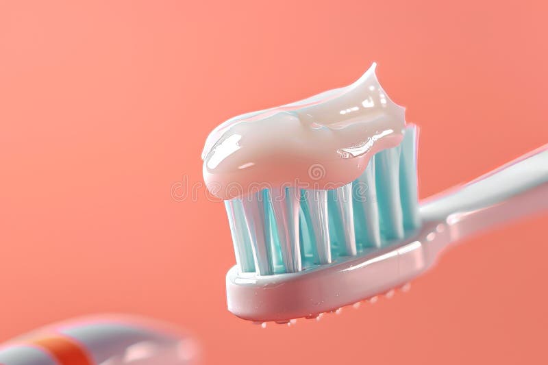 Toothbrush with Toothpaste Ready for Brushing Close-up Shot of Bristles ...