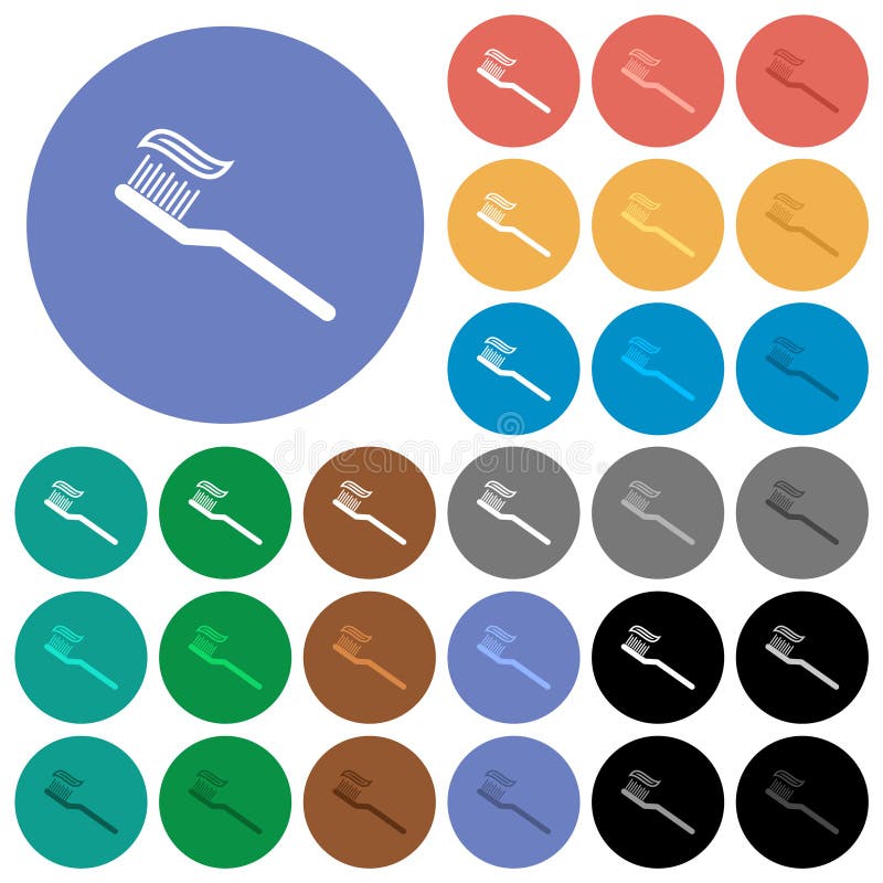 Toothbrush with Toothpaste Round Flat Multi Colored Icons Stock Vector - Illustration of ...