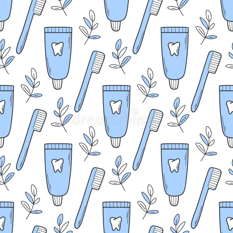 Toothbrush and Toothpaste Seamless Pattern Stock Vector - Illustration ...