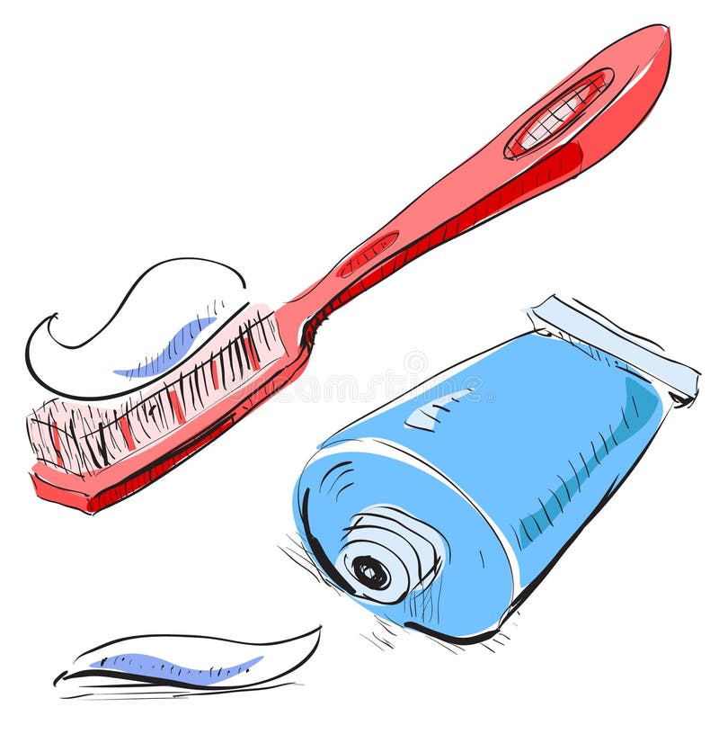 Toothbrush and toothpaste stock vector. Illustration of toothpaste ...