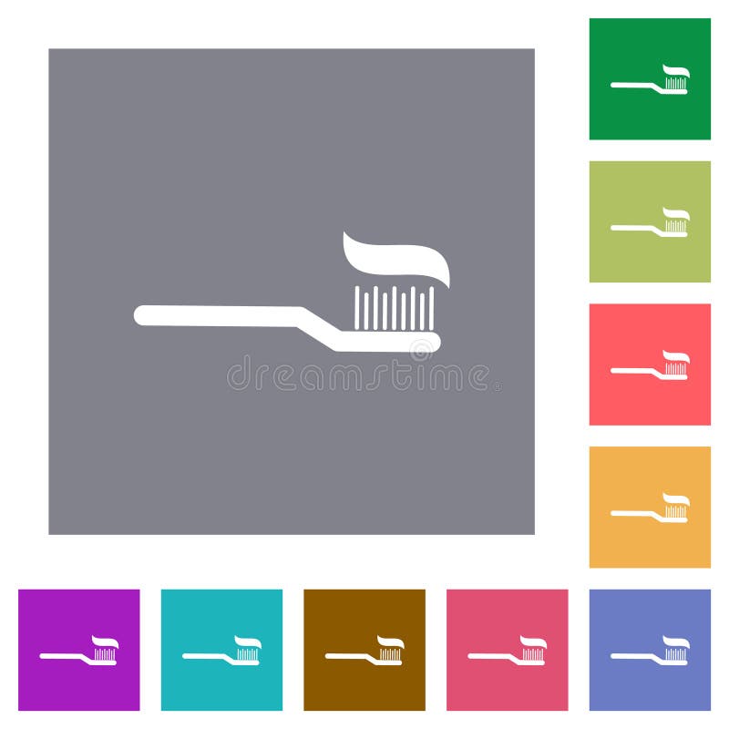 Toothbrush with Toothpaste Square Flat Icons Stock Vector ...