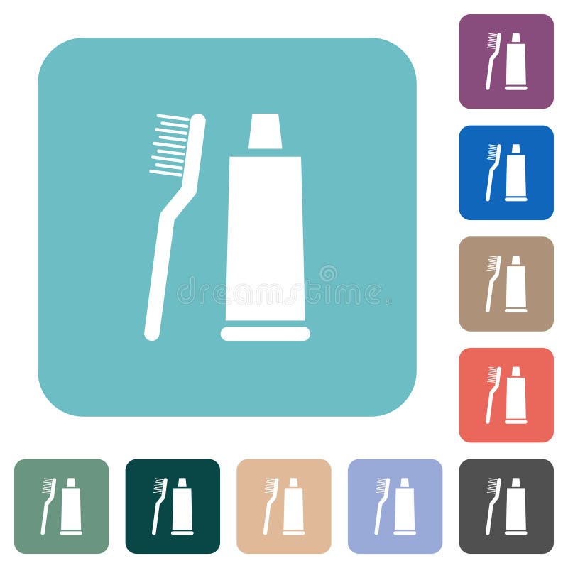 Toothbrush and Toothpaste Tube Rounded Square Flat Icons Stock Vector - Illustration of isolated ...