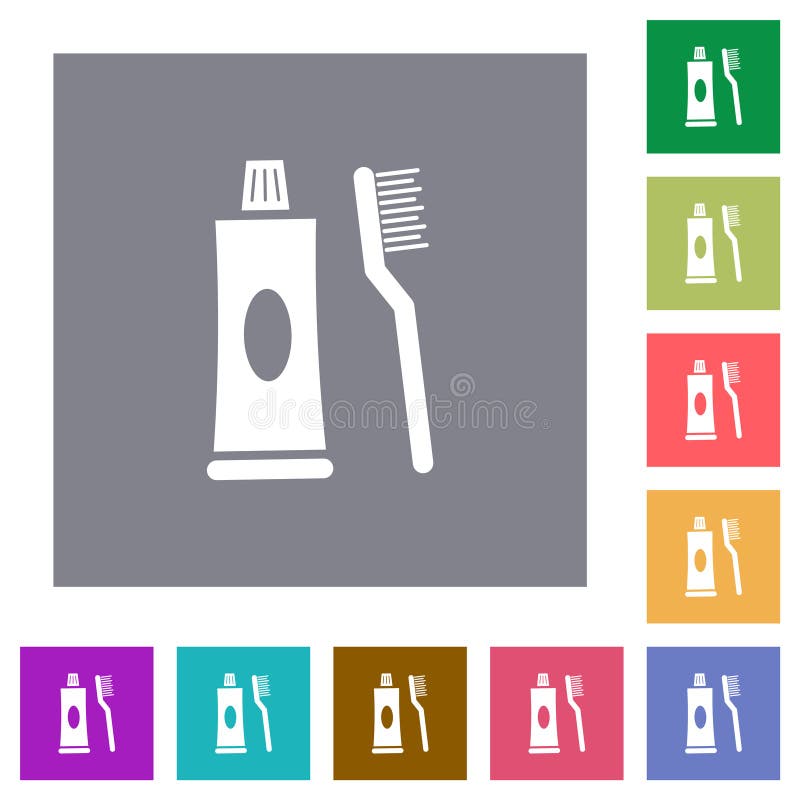 Toothbrush and Toothpaste Tube Square Flat Icons Stock Vector ...
