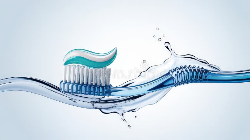 Toothbrush with Toothpaste in Water Splash Creating a Clean, Fresh ...