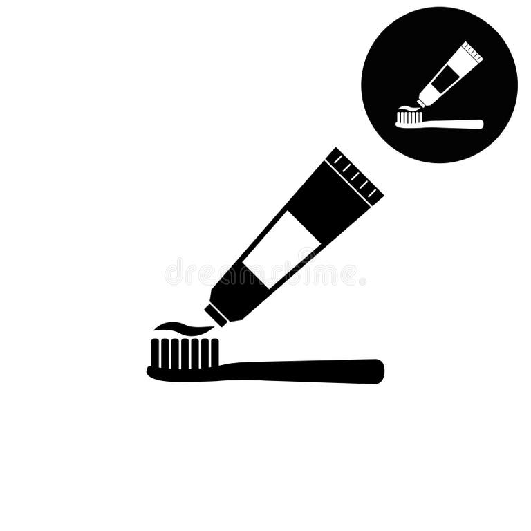 Toothbrush and Toothpaste - White Vector Icon Stock Vector ...