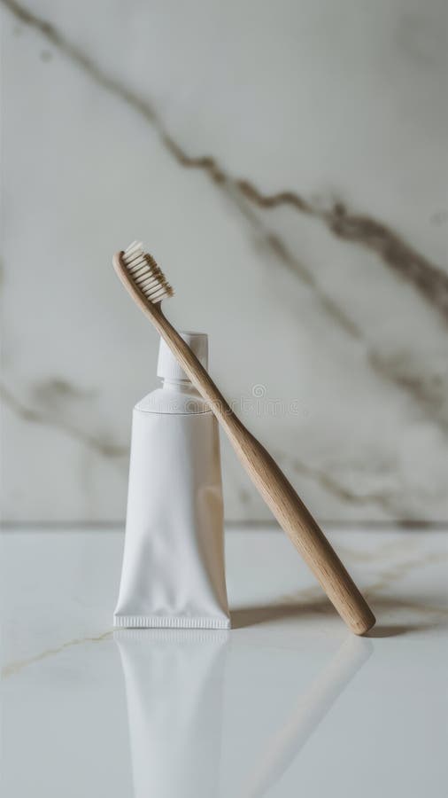 A Toothbrush and Tube of Toothpaste on a Marble Counter, AI Stock Photo ...