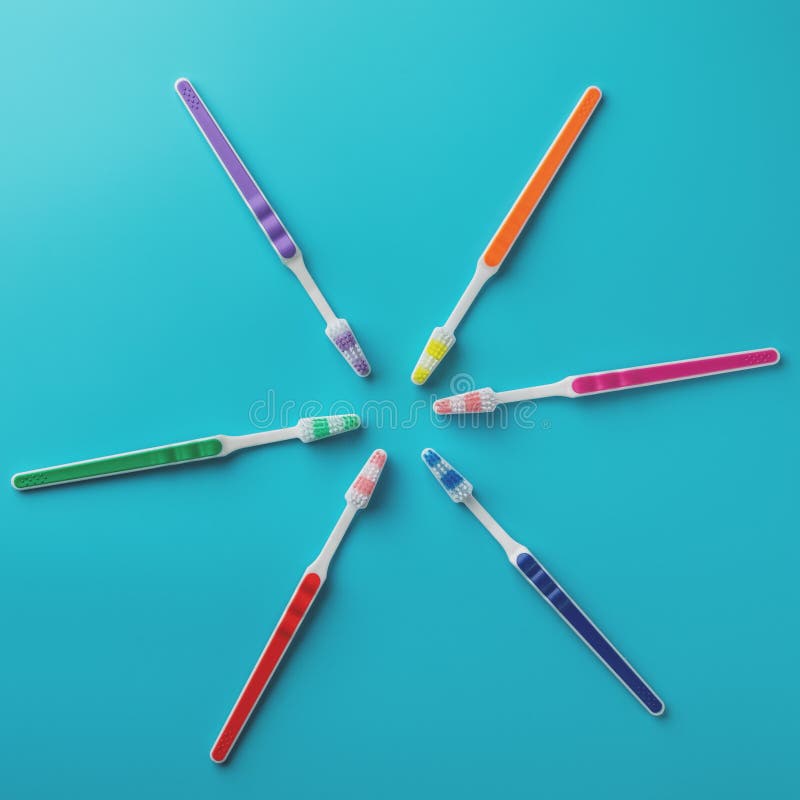 Toothbrushes in the Form of a Star on a Blue Background Stock Image ...