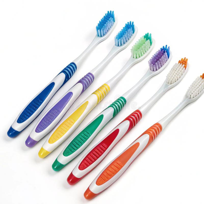 Toothbrushes with Different Colors Isolated on White Background Stock ...