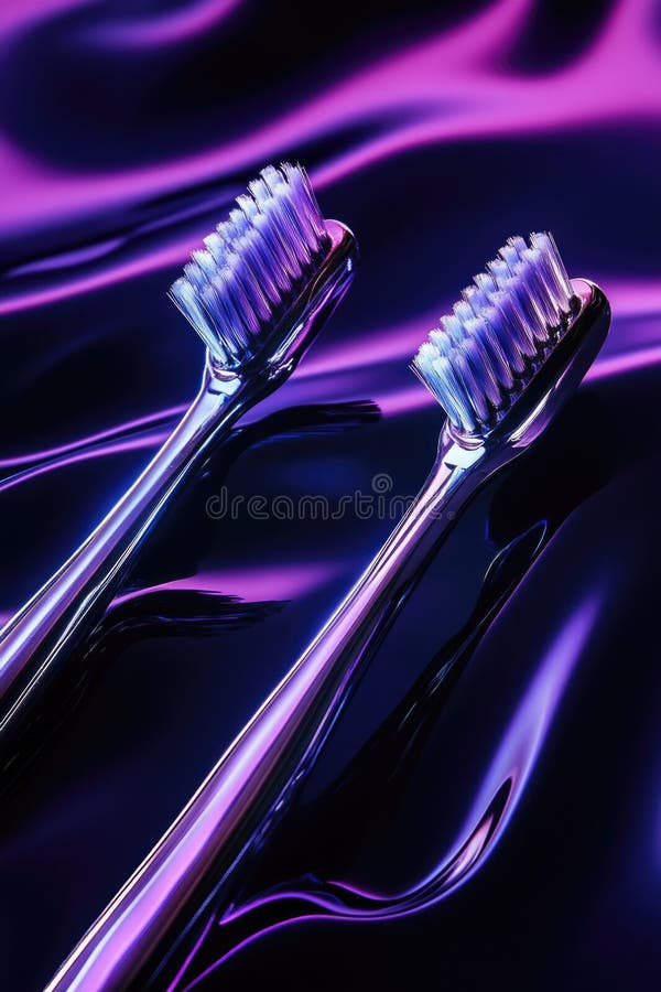 Toothbrushes on Purple Background Stock Illustration - Illustration of ...