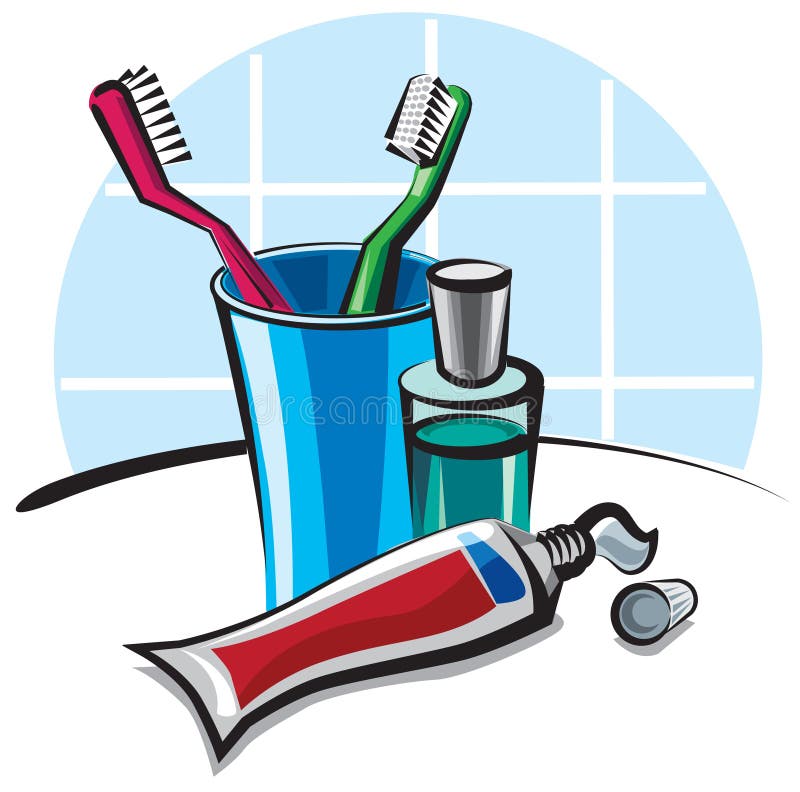 Toothbrush and Toothpaste in a Cup Stock Vector - Illustration of tools ...