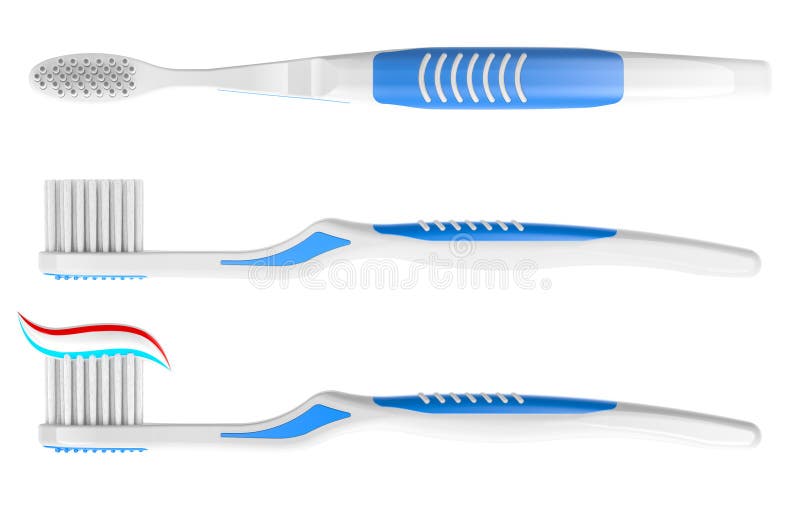 Toothbrushes with Toothpaste and without. Toothbrushes, Front and Side ...