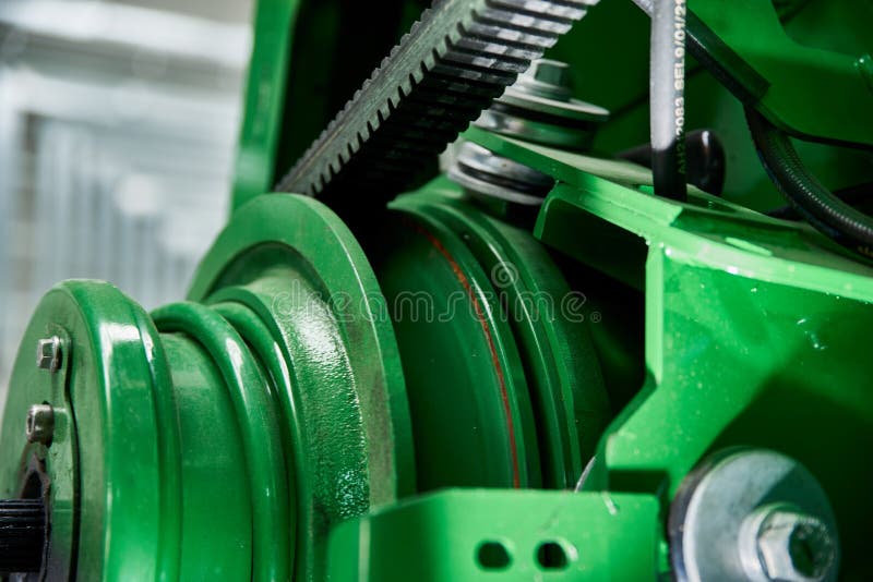 Toothed Belt of a Belt Drive on a Tractor Stock Image - Image of chain ...