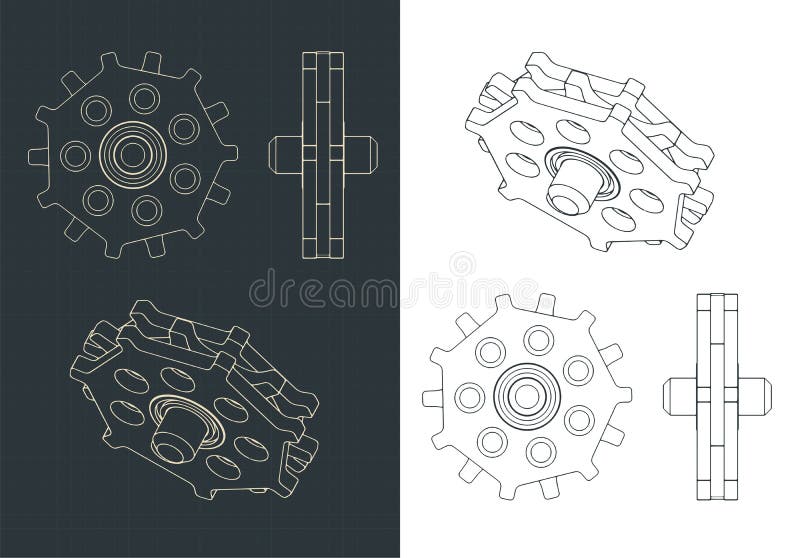 Toothed Gear for Chain Drive Drawing Stock Vector - Illustration of ...