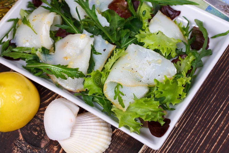 Toothfish with salad stock image. Image of gourmet, cuisine - 45944789