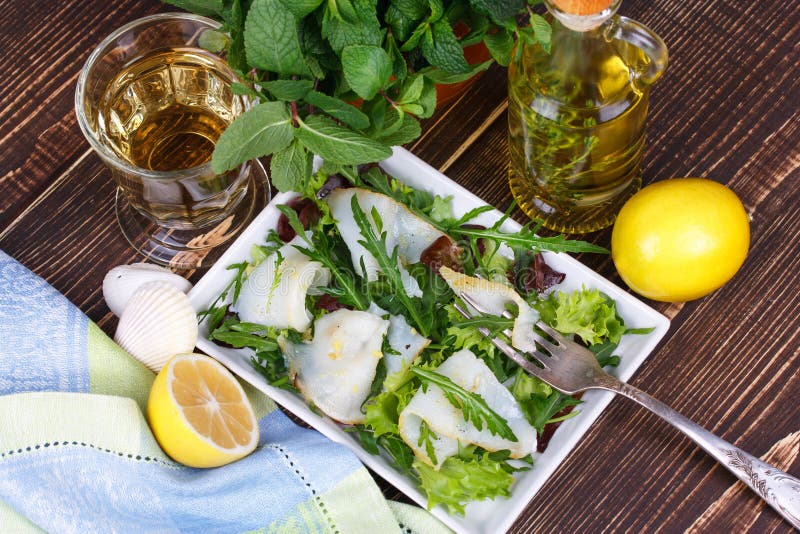 Toothfish with salad stock image. Image of cooked, arugula - 45944809
