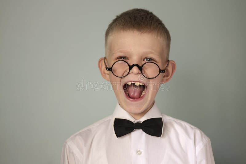 Toothless Boy Wearing Glasses Stock Image - Image of young, glasses ...