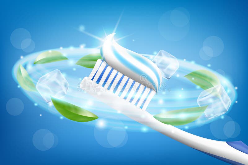 Toothpaste Ads, Refreshing Mint. Toothpaste on Toothbrush, Mint Leaves ...