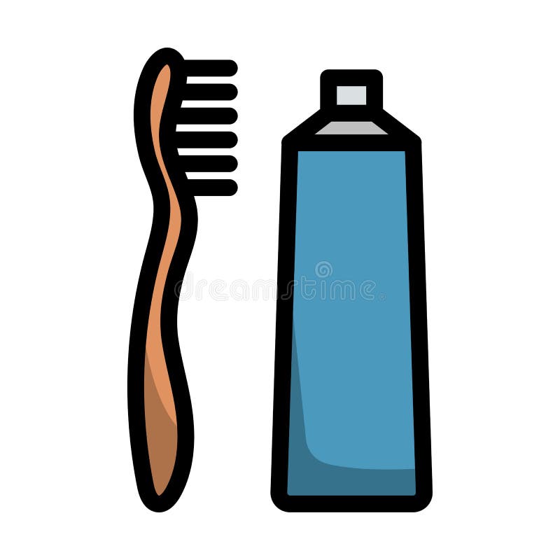 Toothpaste and Brush Icon stock vector. Illustration of bathroom ...