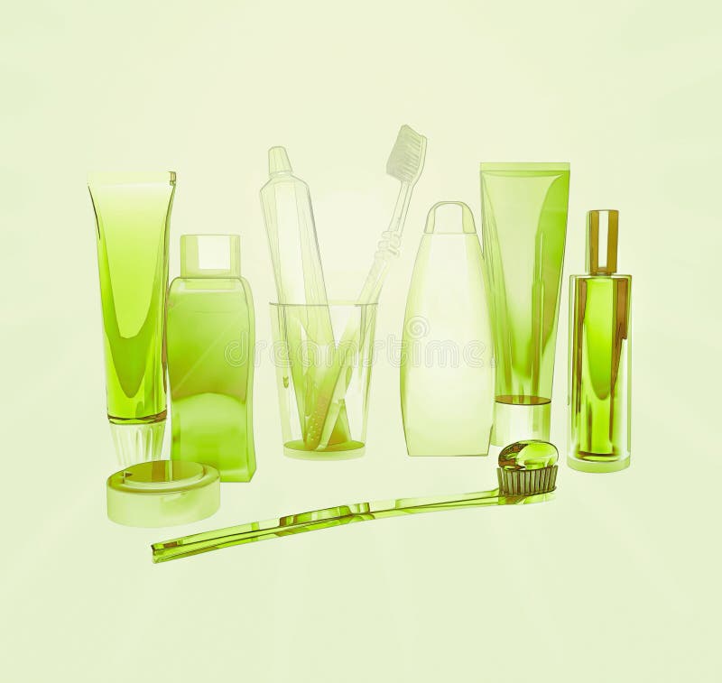 Toothpaste, Brush, Soap, Balm, Tooth Thread. Stock Photo - Image of ...