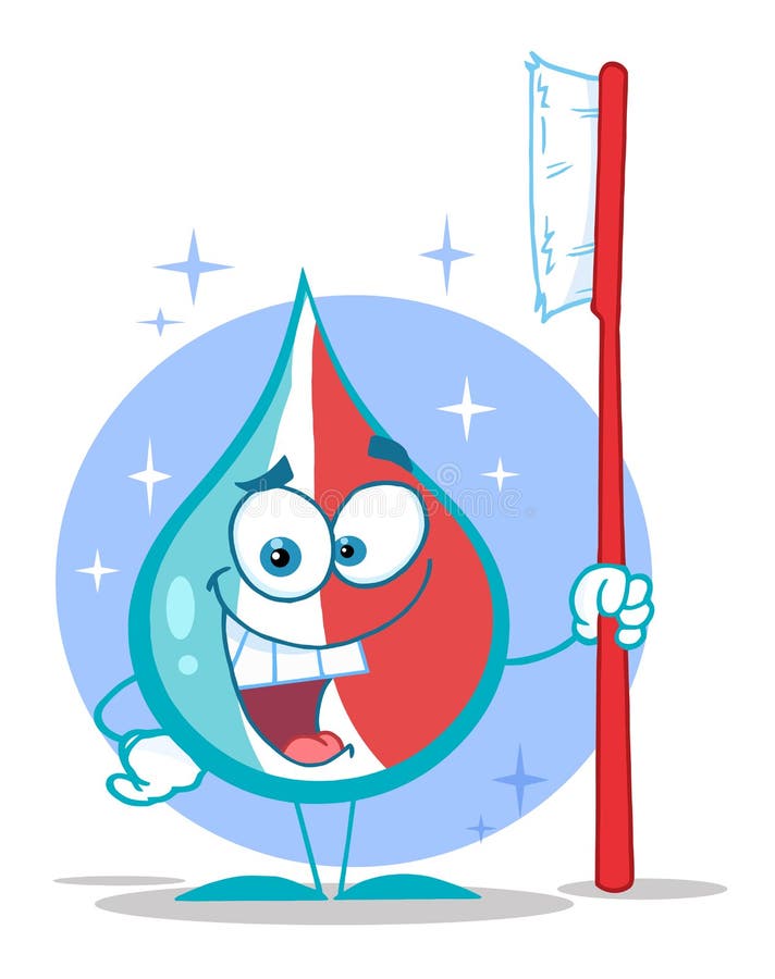 Toothpaste Cartoon Character Holding a Toothbrush Stock Vector ...