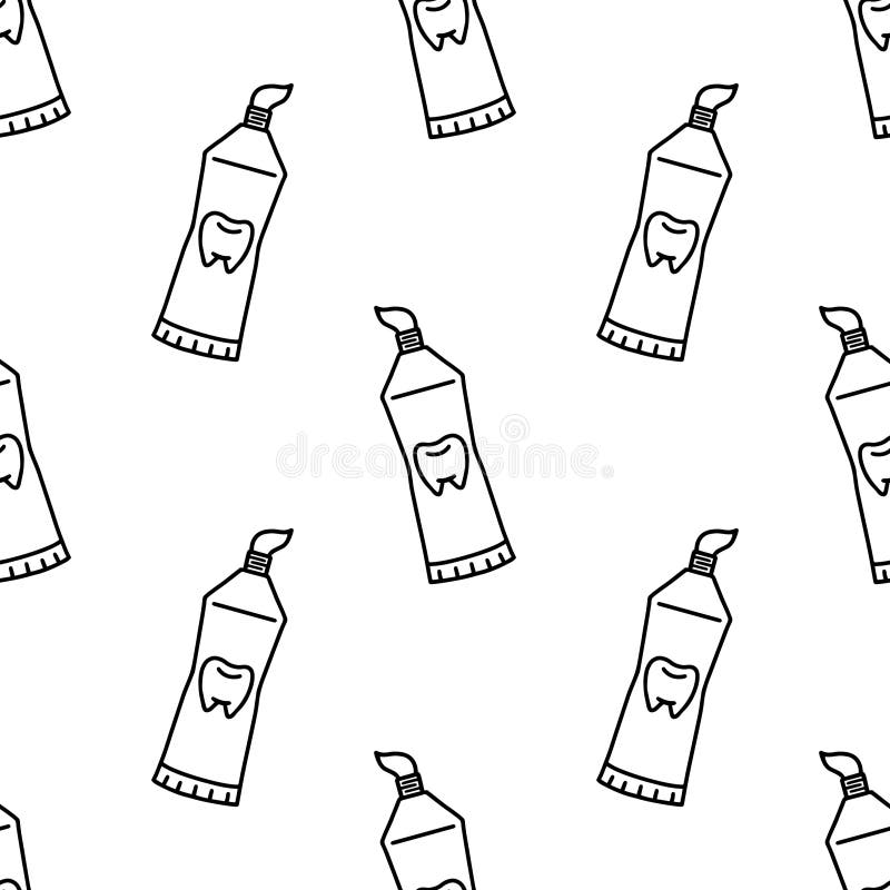 Toothpaste Cartoon Doodle Seamless Pattern, Vector. Stock Vector ...