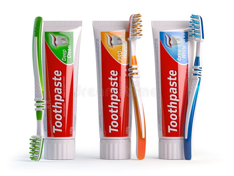 Toothpaste of Different Types and Toothbrushes of Different Colors ...