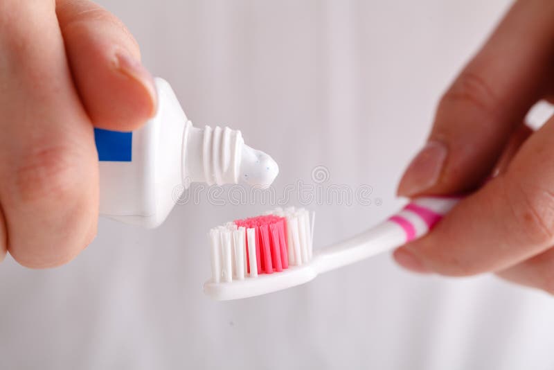 Toothpaste Extruded from Tube on Toothbrush Close Up Stock Image ...