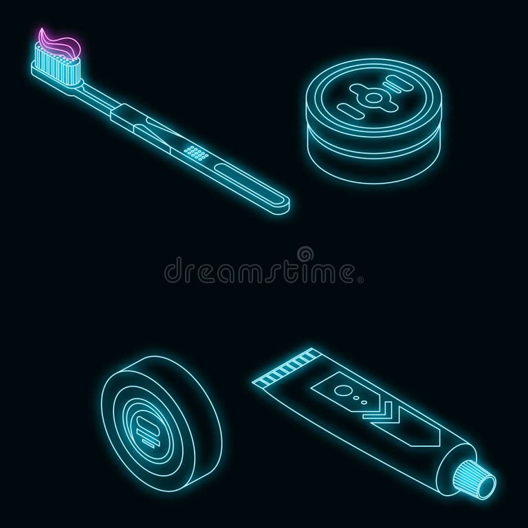 Toothpaste Icons Set Vector Neon Stock Illustration - Illustration of ...
