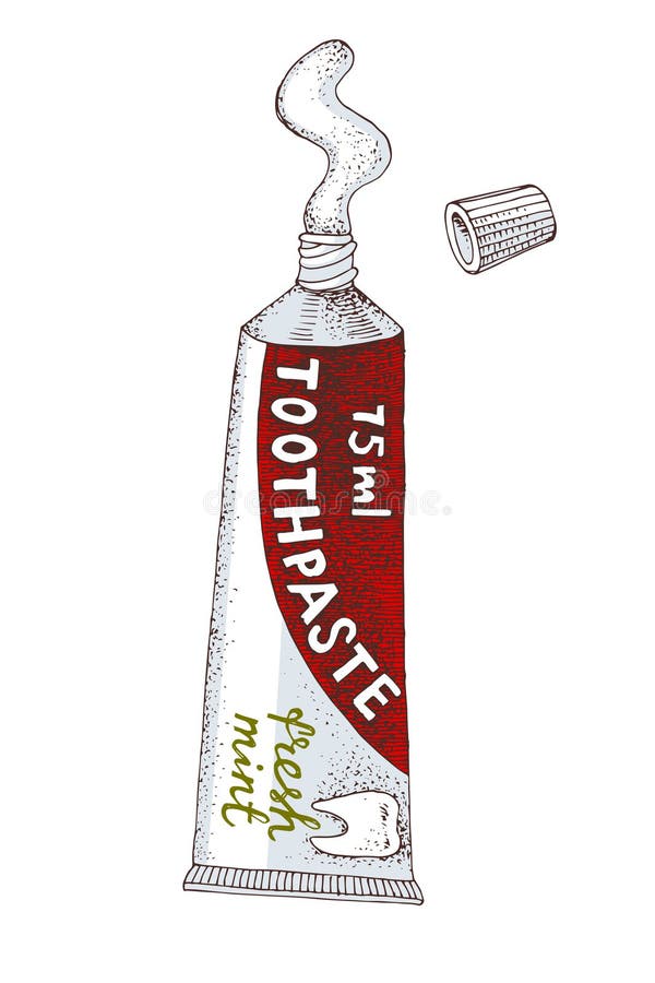 Toothpaste in Package Hand Drawn Vector Illustration Stock Illustration ...