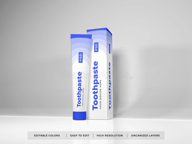 Toothpaste Packaging 3D Illustration Mockup Scene Stock Illustration ...
