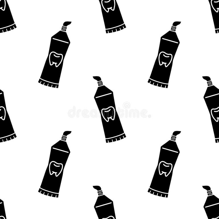 Toothpaste Silhouette Cartoon Seamless Pattern, Vector. Stock Vector ...