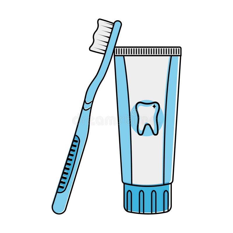 Toothpaste and Tooth Brush, Color Vector Illustration, Cartoon Style ...