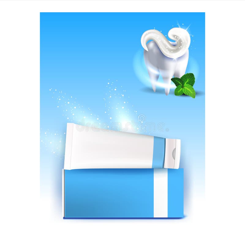 Toothpaste Tooth Protection Promo Poster Vector Illustration Stock ...