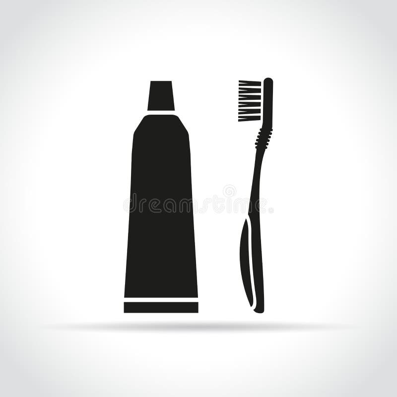 Toothpaste and Toothbrush Black Icons Stock Vector - Illustration of ...