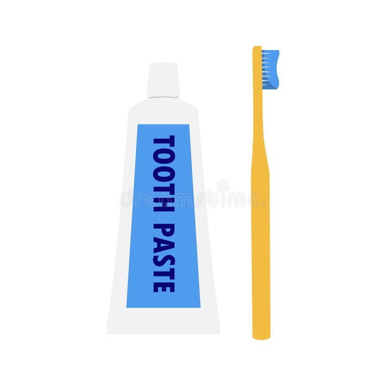 Toothpaste and Toothbrush Flat Illustration. Clean Icon Design Element ...