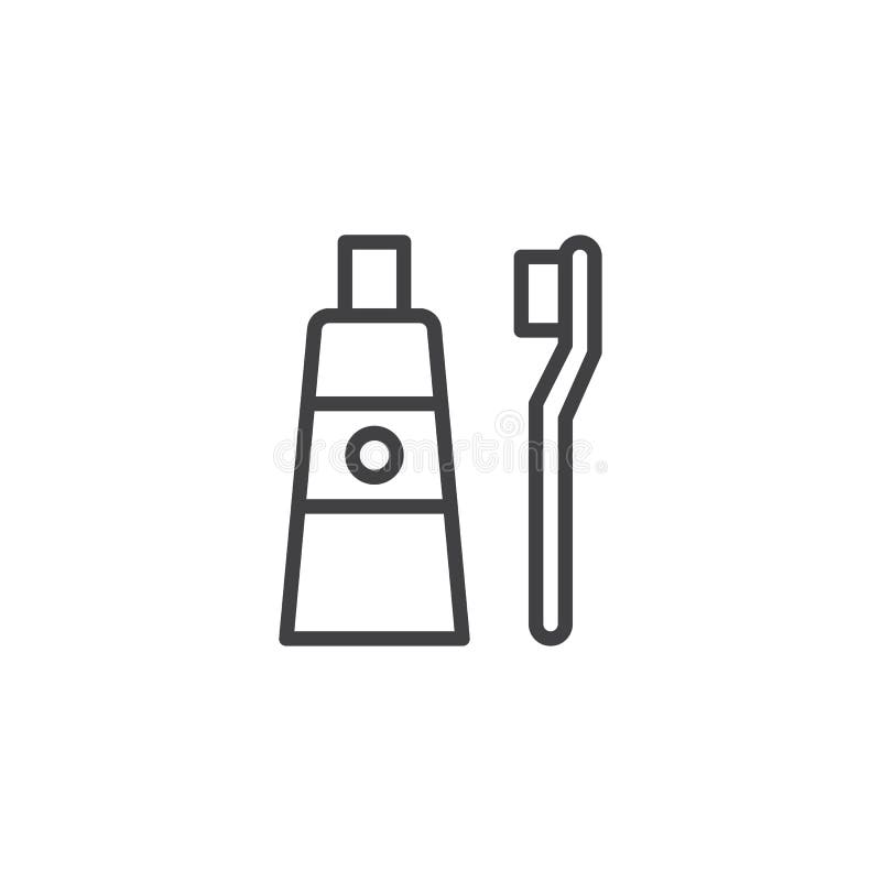 Toothpaste and Toothbrush Outline Icon Stock Vector - Illustration of ...