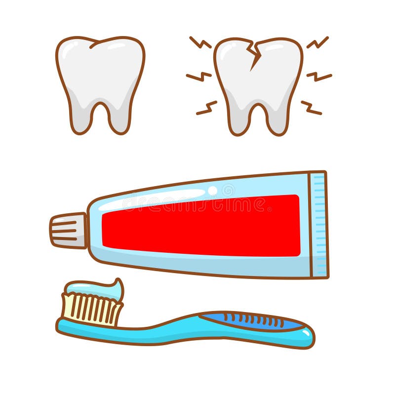 Toothpaste and Toothbrush Vector Illustration Isolated on White ...