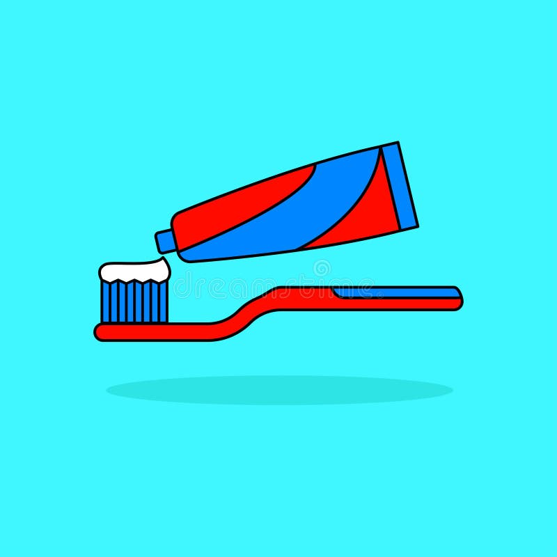 Toothpaste and Toothbrush Vector Illustration Isolated on Blue ...