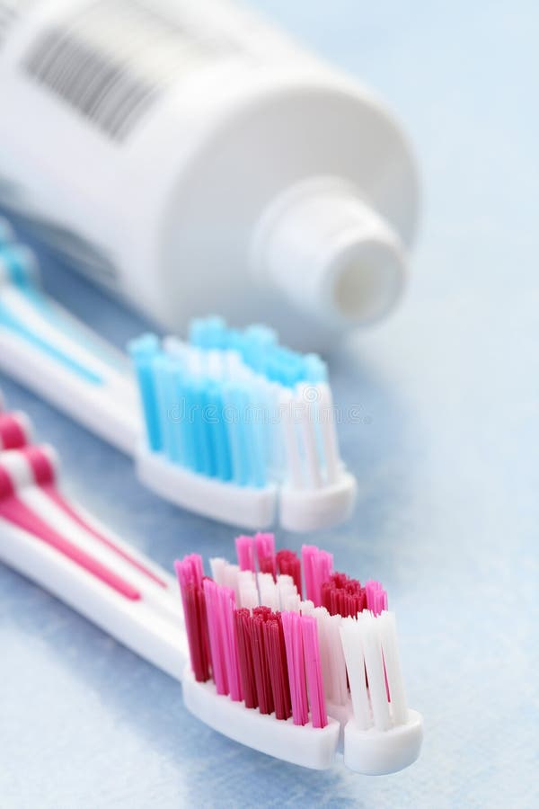 Toothpaste and Toothbrushes Stock Image - Image of parodontose ...