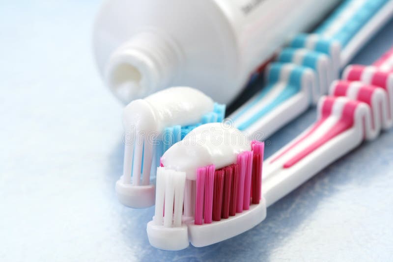Toothpaste and Toothbrushes Stock Image - Image of medicine, grooming ...
