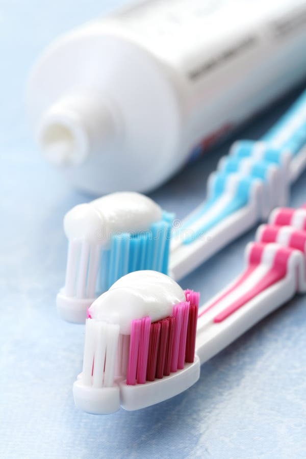 Toothpaste and Toothbrushes Stock Image - Image of parodontose ...