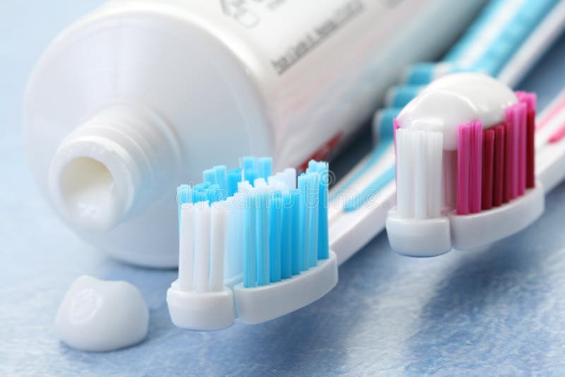 Toothpaste and Toothbrushes Stock Photo - Image of toothpaste, brushing ...