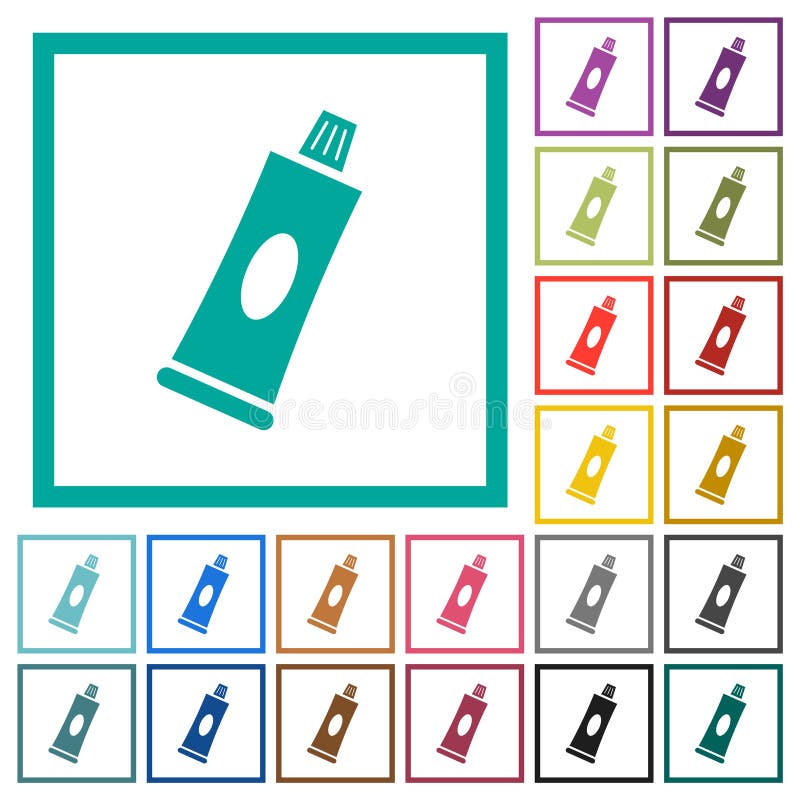 Toothpaste Tube Flat Color Icons with Quadrant Frames Stock Vector ...