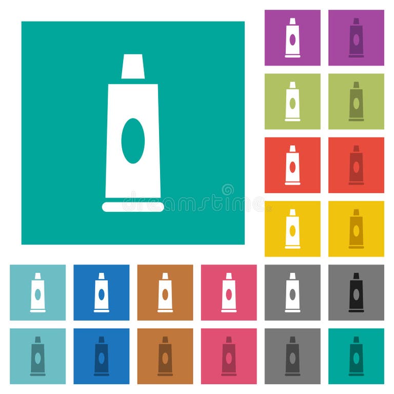 Toothpaste Tube Square Flat Multi Colored Icons Stock Vector ...