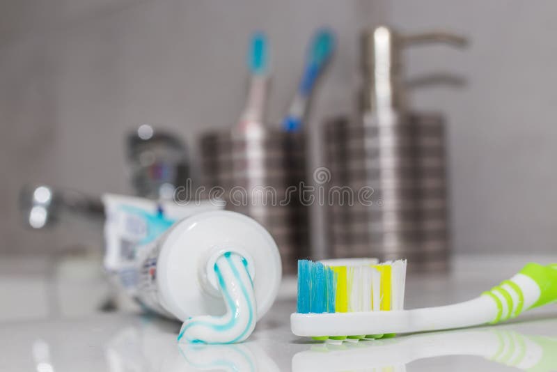 Toothpaste Tube and Toothbrush Stock Image - Image of mouth, healthcare ...