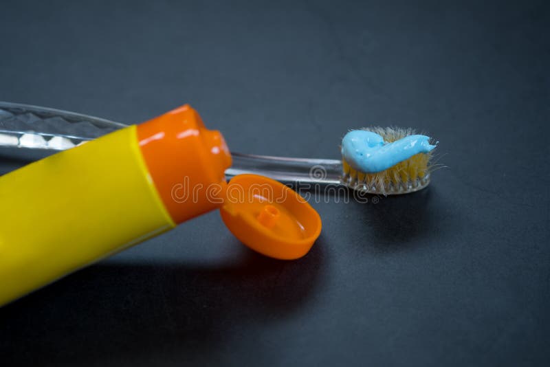 Toothpaste Tube with Toothbrush Stock Image - Image of green, close ...