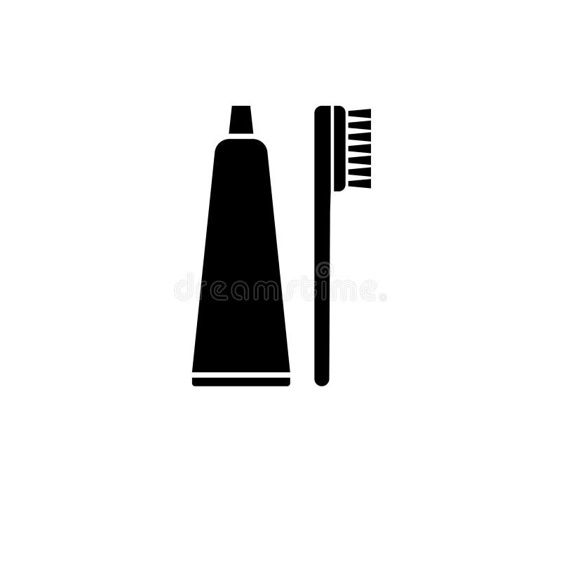 Toothpaste Tube and Toothbrush Solid Flat Vector Icon Isolated on White Background Stock Vector ...